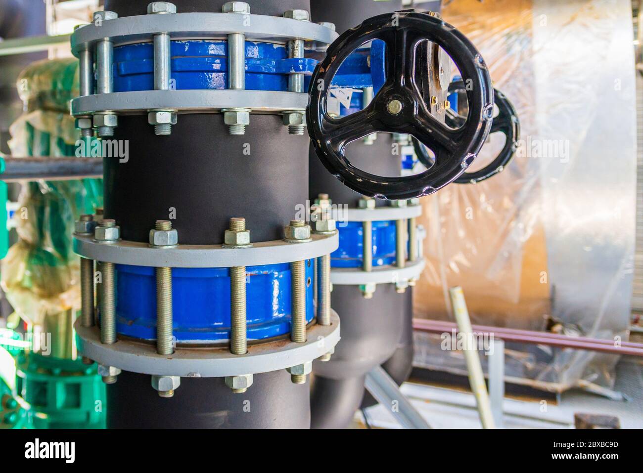 Blue butterfly gate valve to prevent reverse flow of water Stock Photo ...