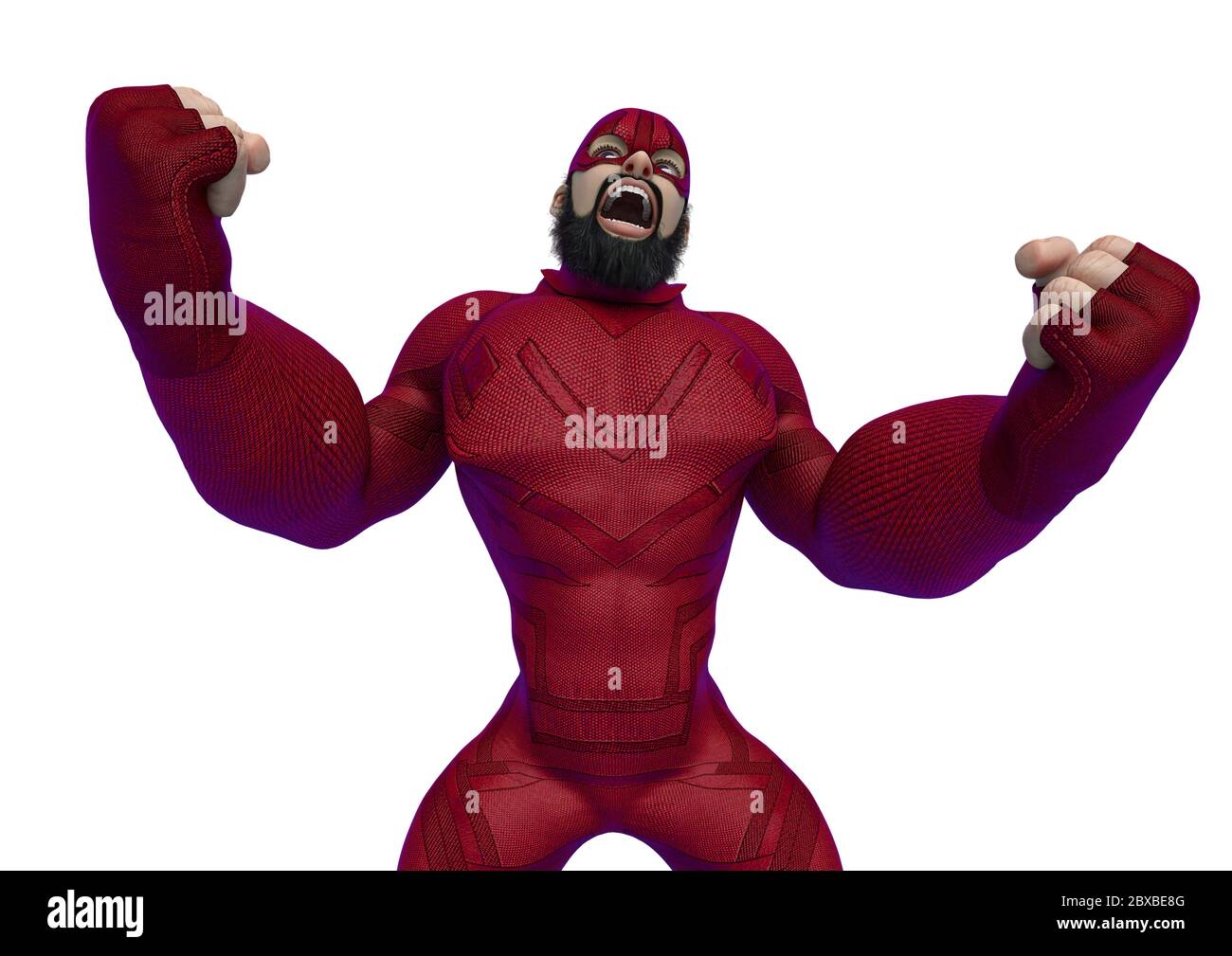 super hero cartoon with beard on suit is angry. This hiper guy in ...