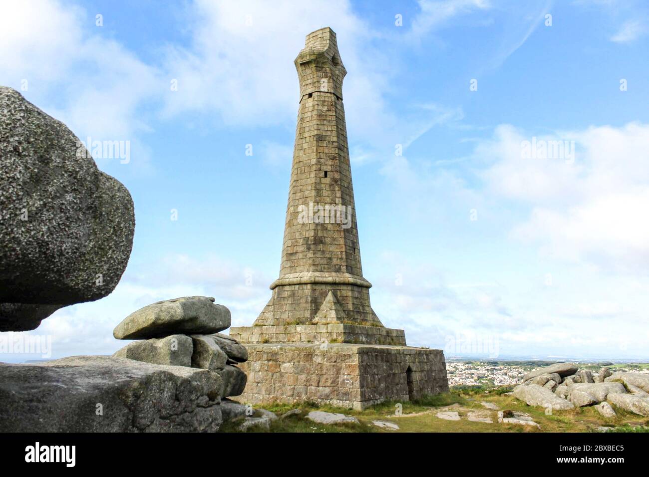 Carn Brea Monument in Camborne, Cornwall is a tribute to Francis Basset ...