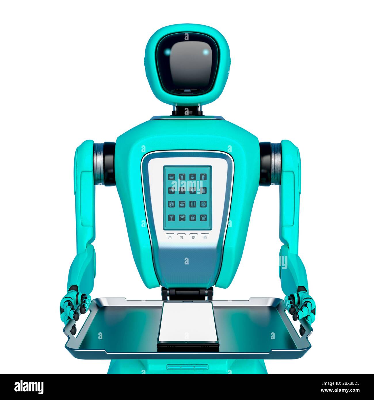 waiter robot holding a cellphone, 3d illustration Stock Photo - Alamy