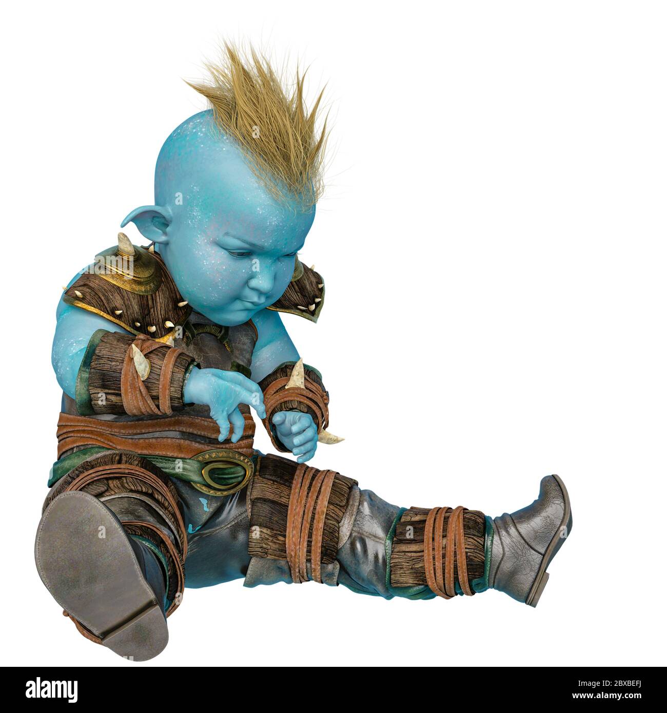 little blue orc in a white background, 3d illustration Stock Photo - Alamy