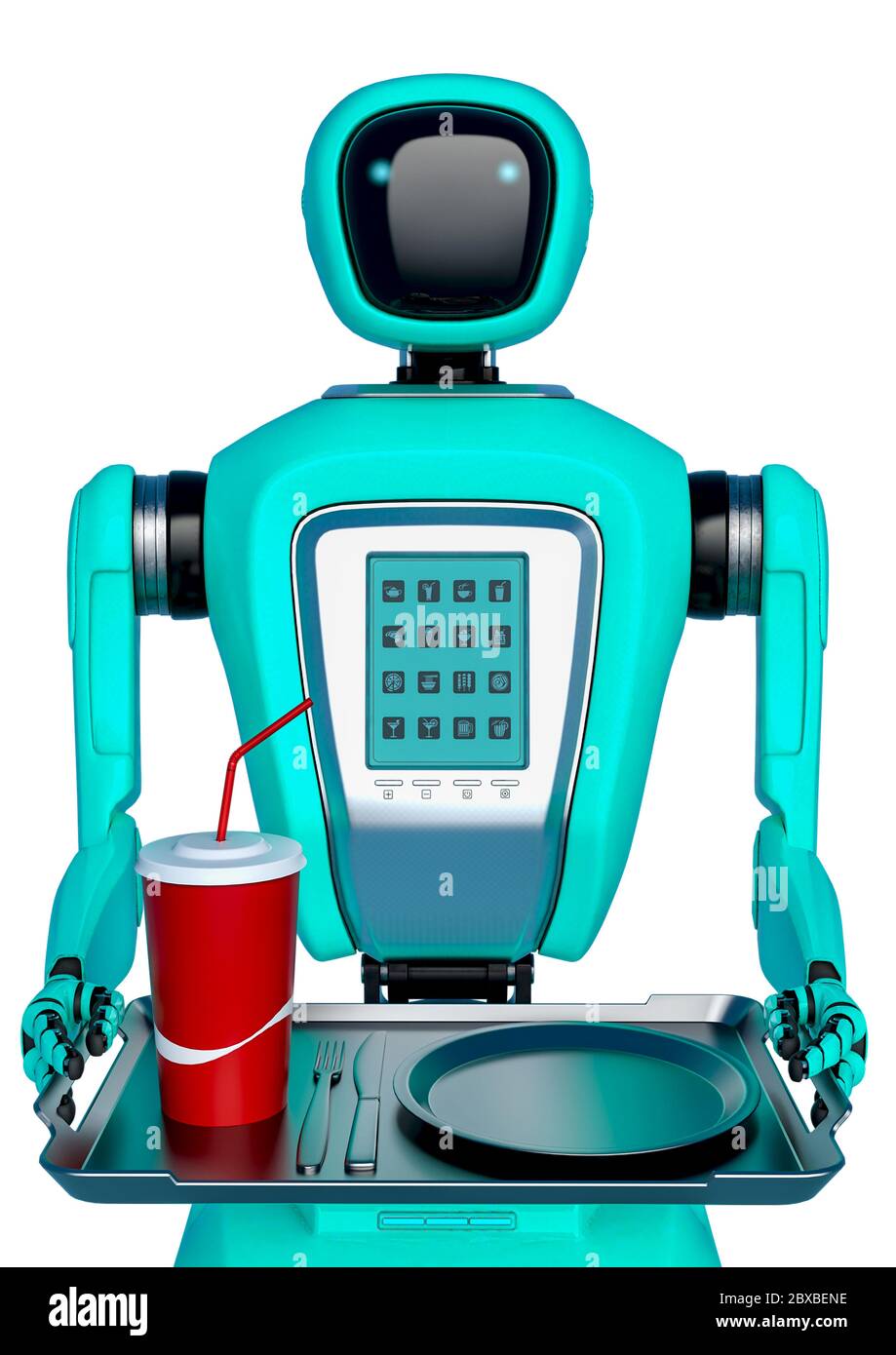 waiter robot , 3d illustration Stock Photo - Alamy