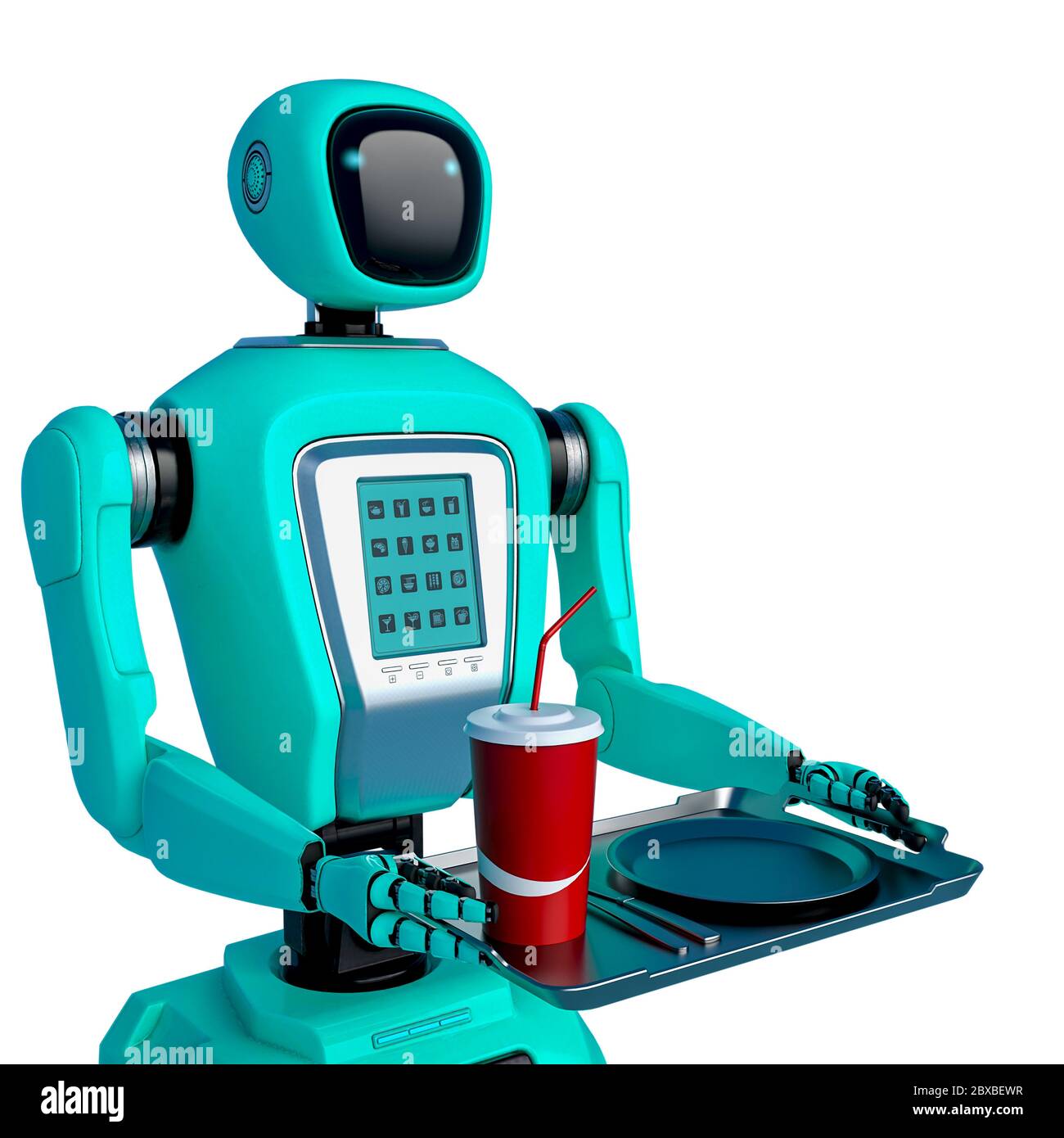 waiter robot side view, 3d illustration Stock Photo - Alamy