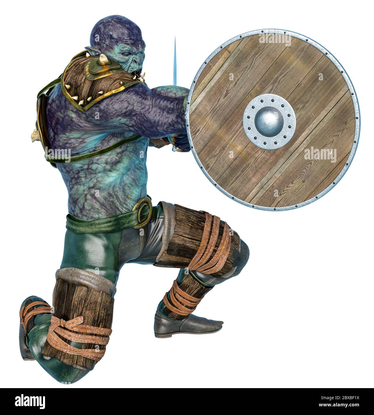 orc warrior holding a shield, 3d illustration Stock Photo - Alamy