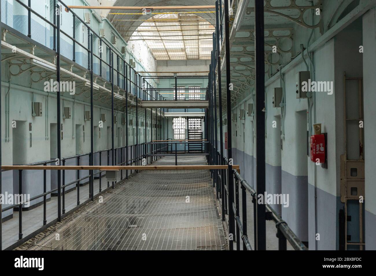Prison landing in Shepton Mallet Prison, Somerset, England Stock Photo ...