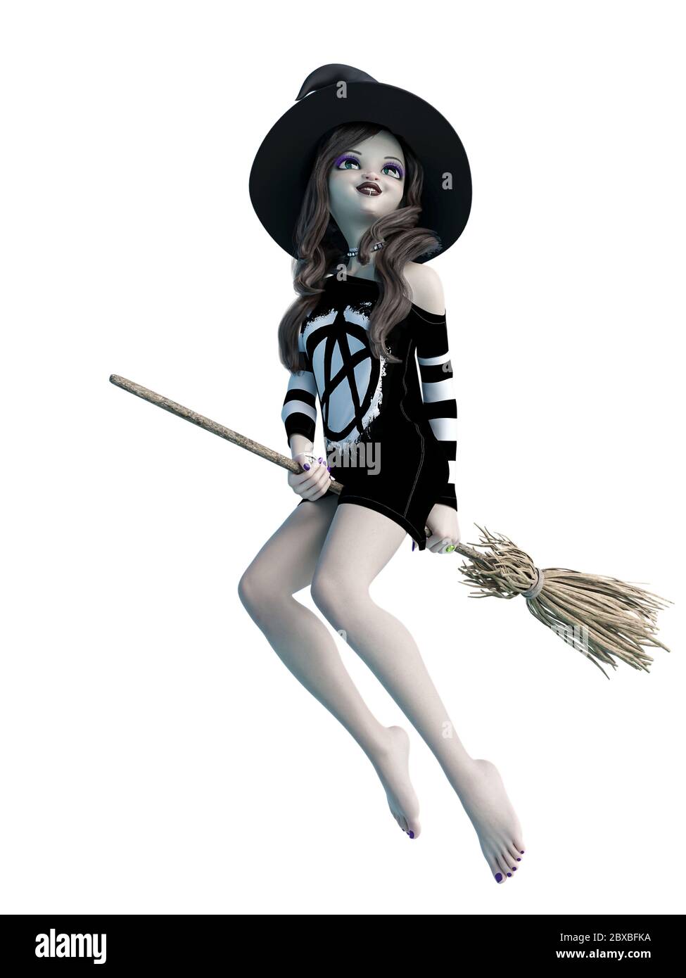 sweet witch flying, 3d illustration Stock Photo - Alamy