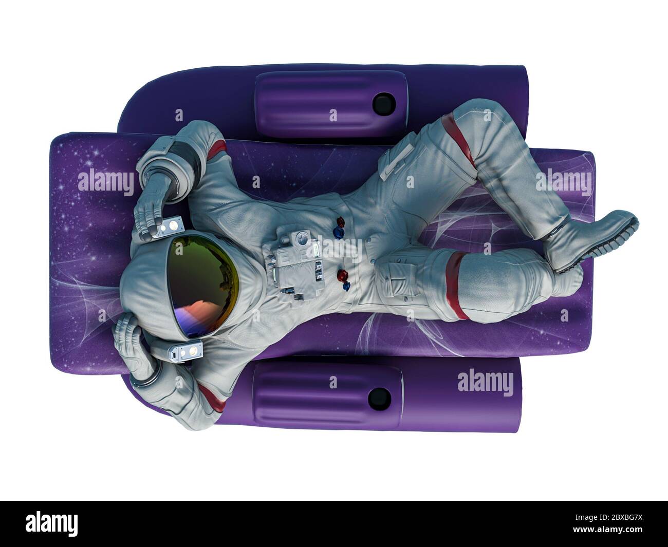 astronaut relaxing and floating on holiday, 3d illustration Stock Photo ...