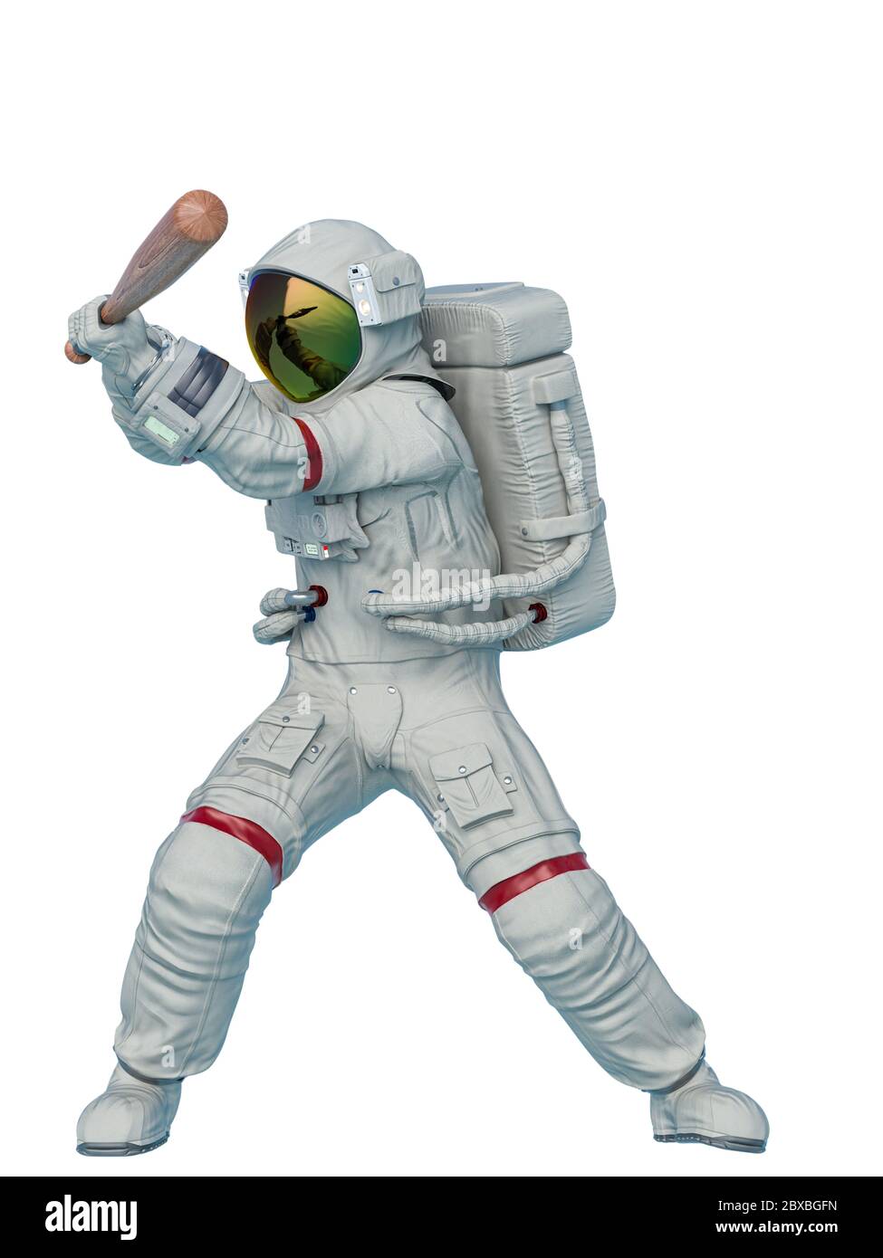 astronaut is playing baseball, 3d illustration Stock Photo - Alamy