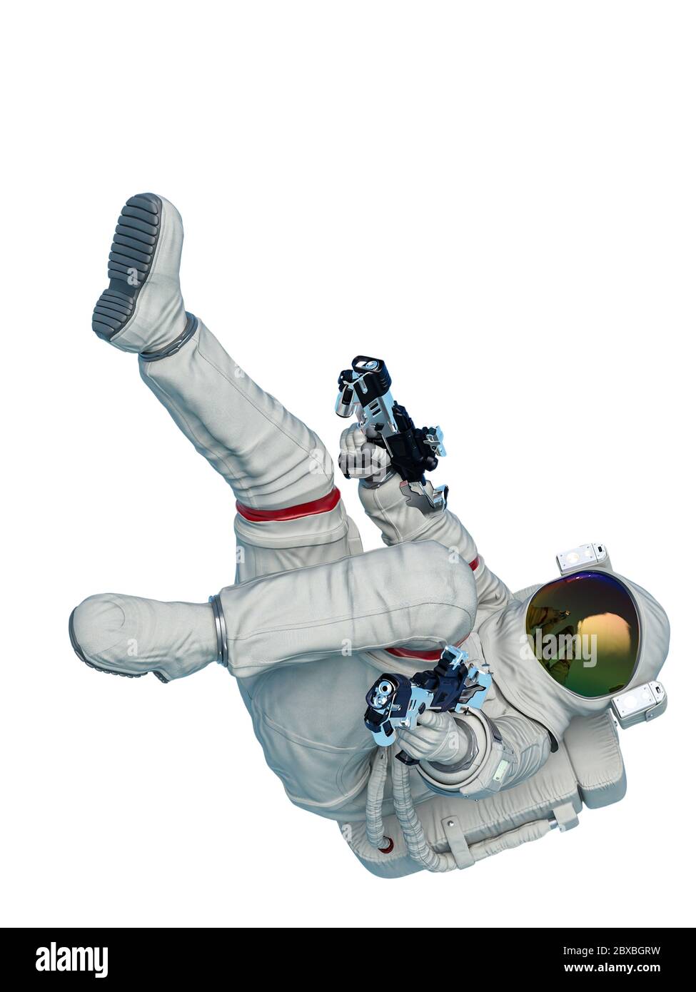 astronaut on fall back shooting action, 3d illustration Stock Photo - Alamy