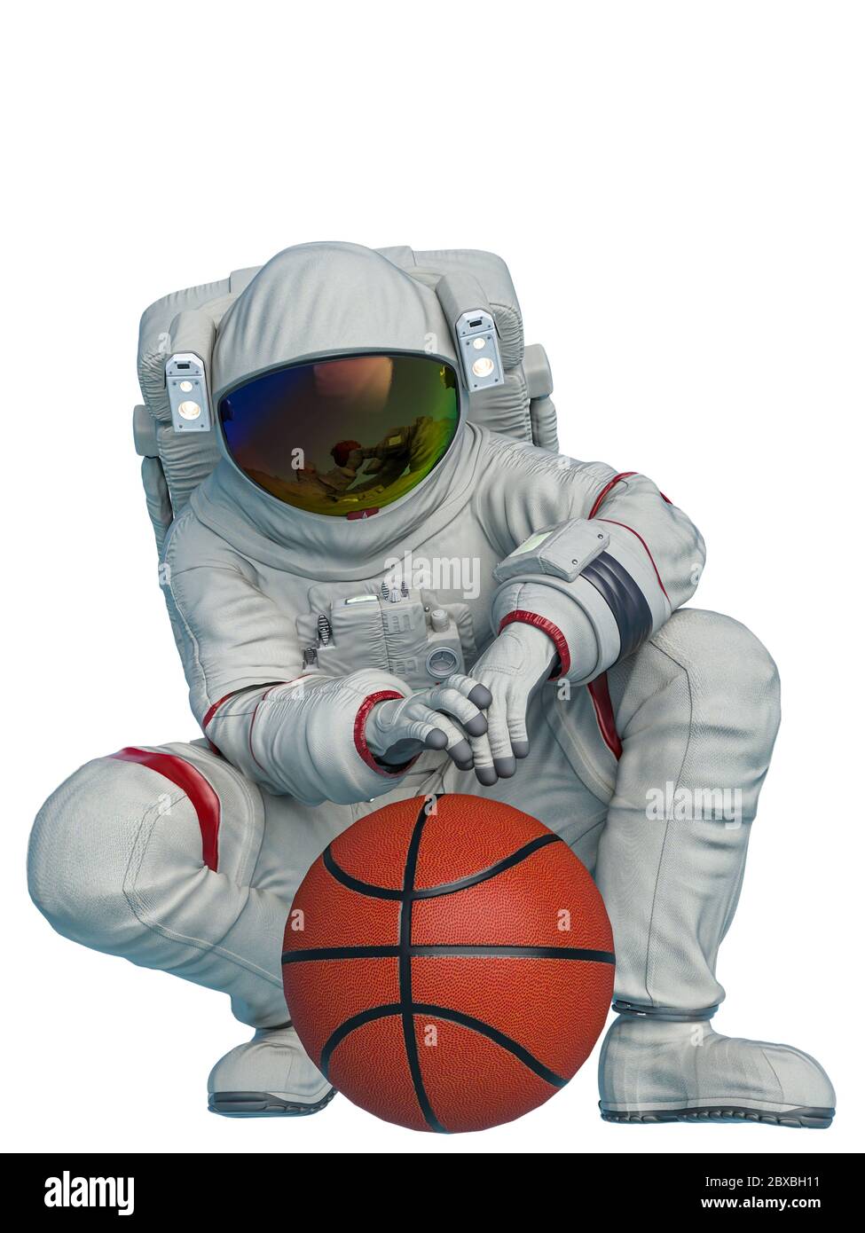 astronaut with the basketball ball, 3d illustration Stock Photo - Alamy