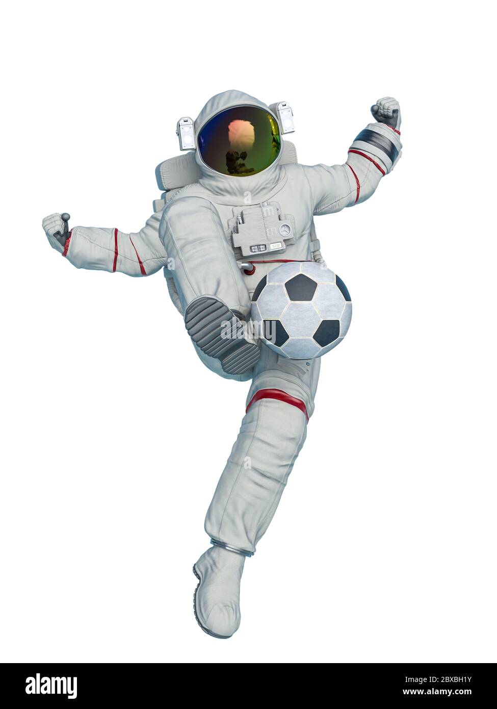 astronaut playing football, 3d illustration Stock Photo - Alamy