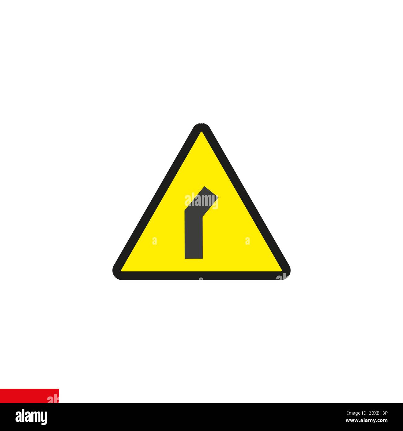 Side road junction on left, traffic sign, vector illustration. Left ...