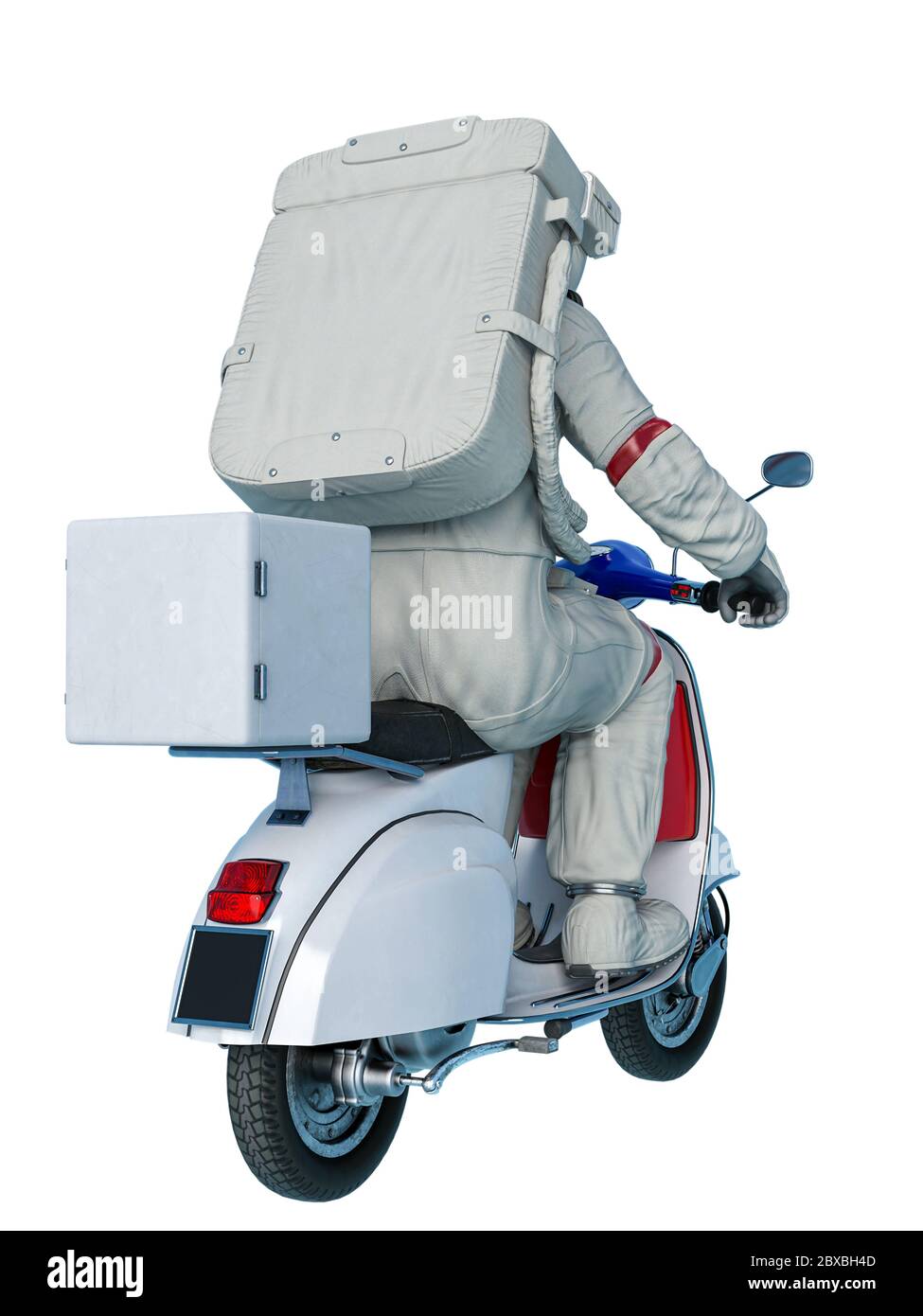astronaut the delivery guy rear view, 3d illustration Stock Photo - Alamy