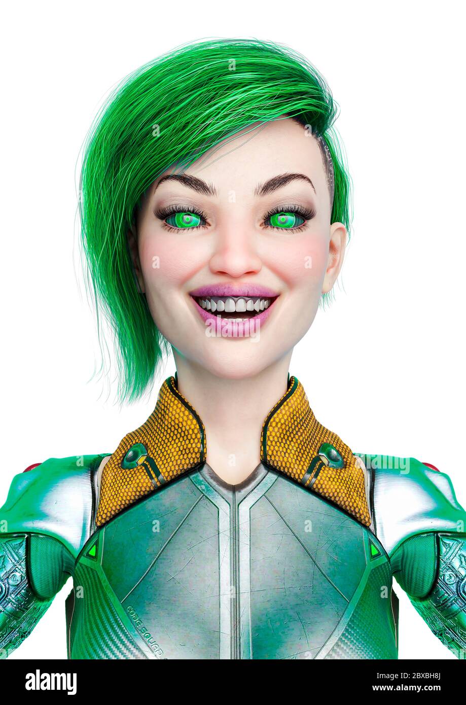 cyborg girl in a white background. This super cyborg girl in clipping ...