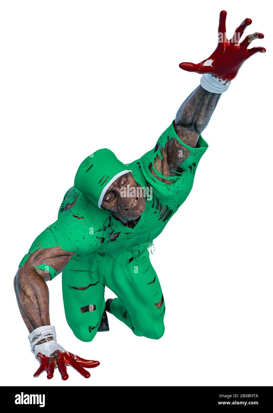 zombie is crawling. This infected monster in clipping path is very ...