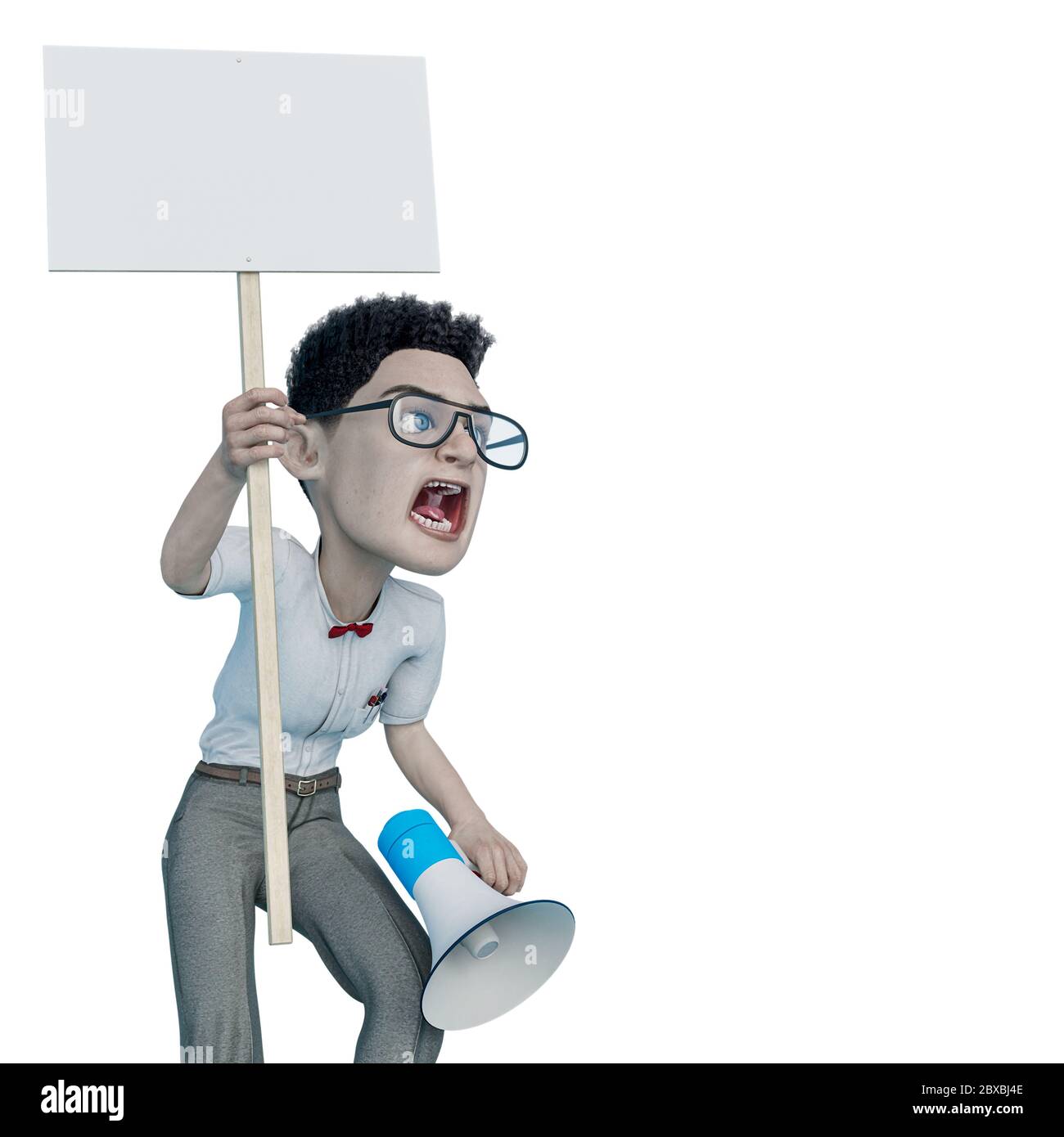 nerd cartoon protesting with an furious expression. This smart boy in ...