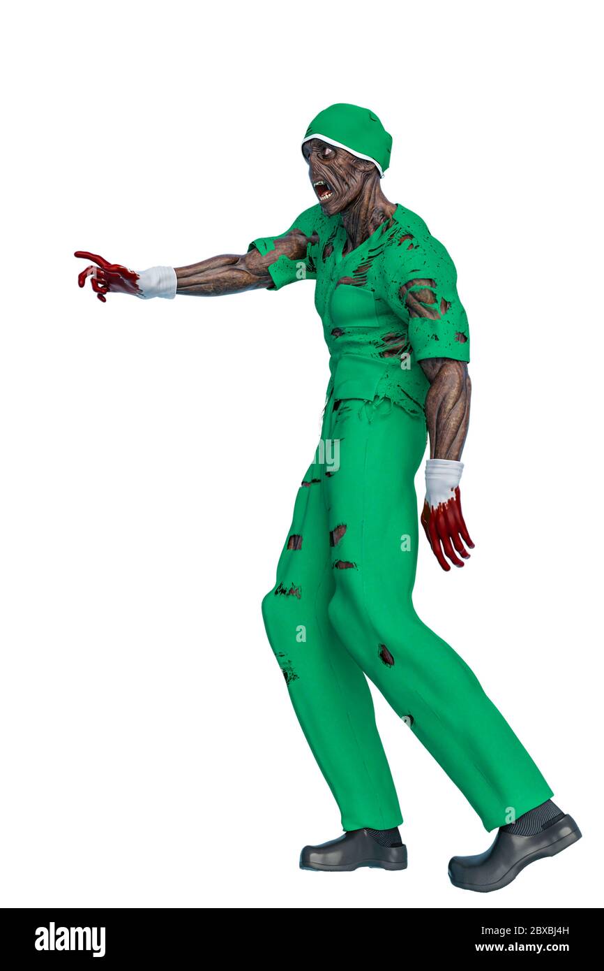 zombie walking. This infected monster in clipping path is very useful ...
