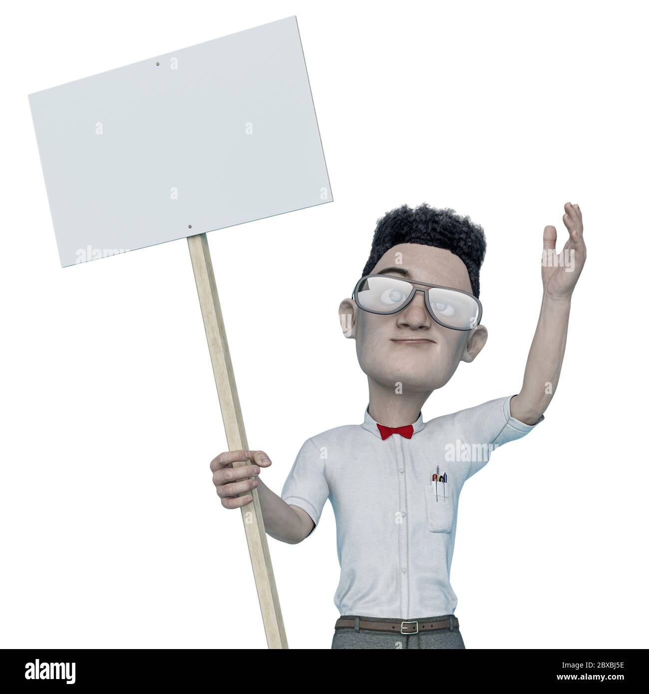 nerd cartoon protesting with an dubious expression. This smart boy in ...