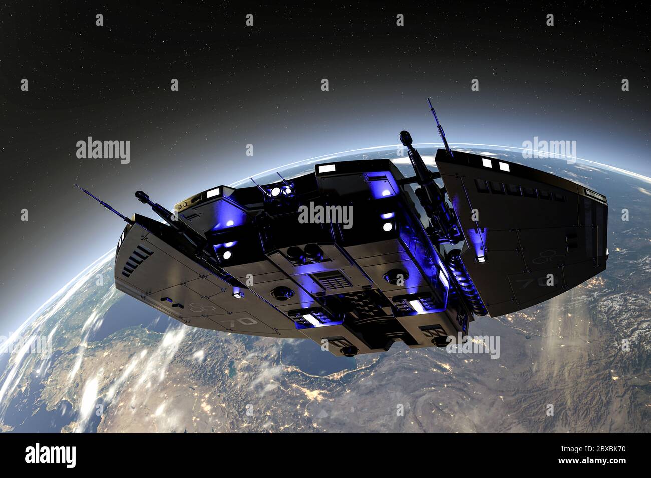 spaceship is taking off from earth. This alien aircraft is very useful ...