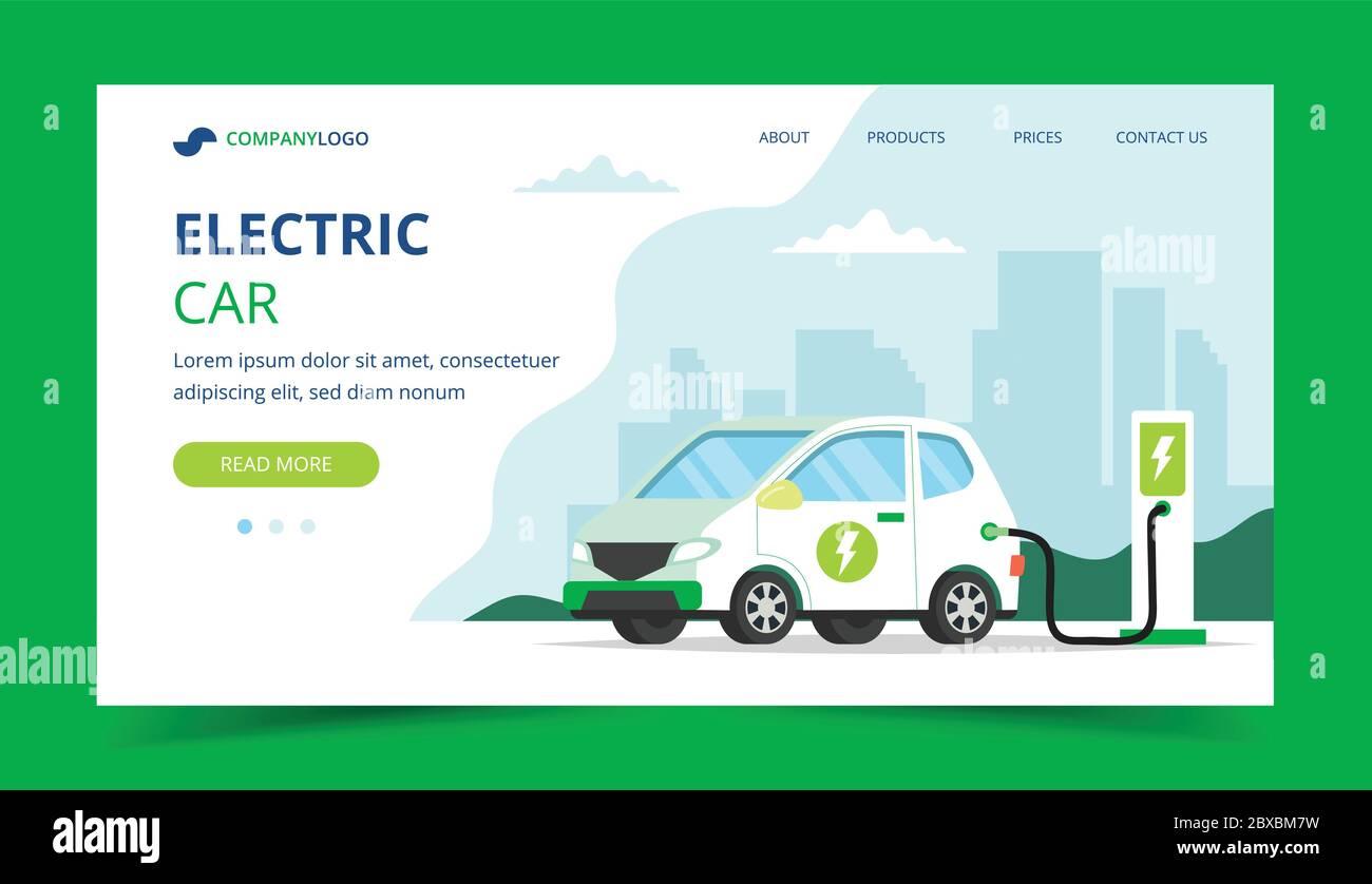 Electric car charging landing page - concept illustration for ...