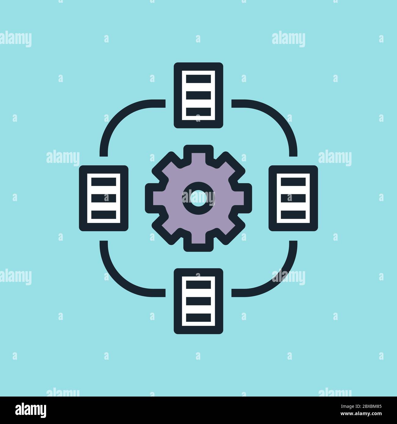 Algorithm. Digital marketing concept illustration, flat design linear ...