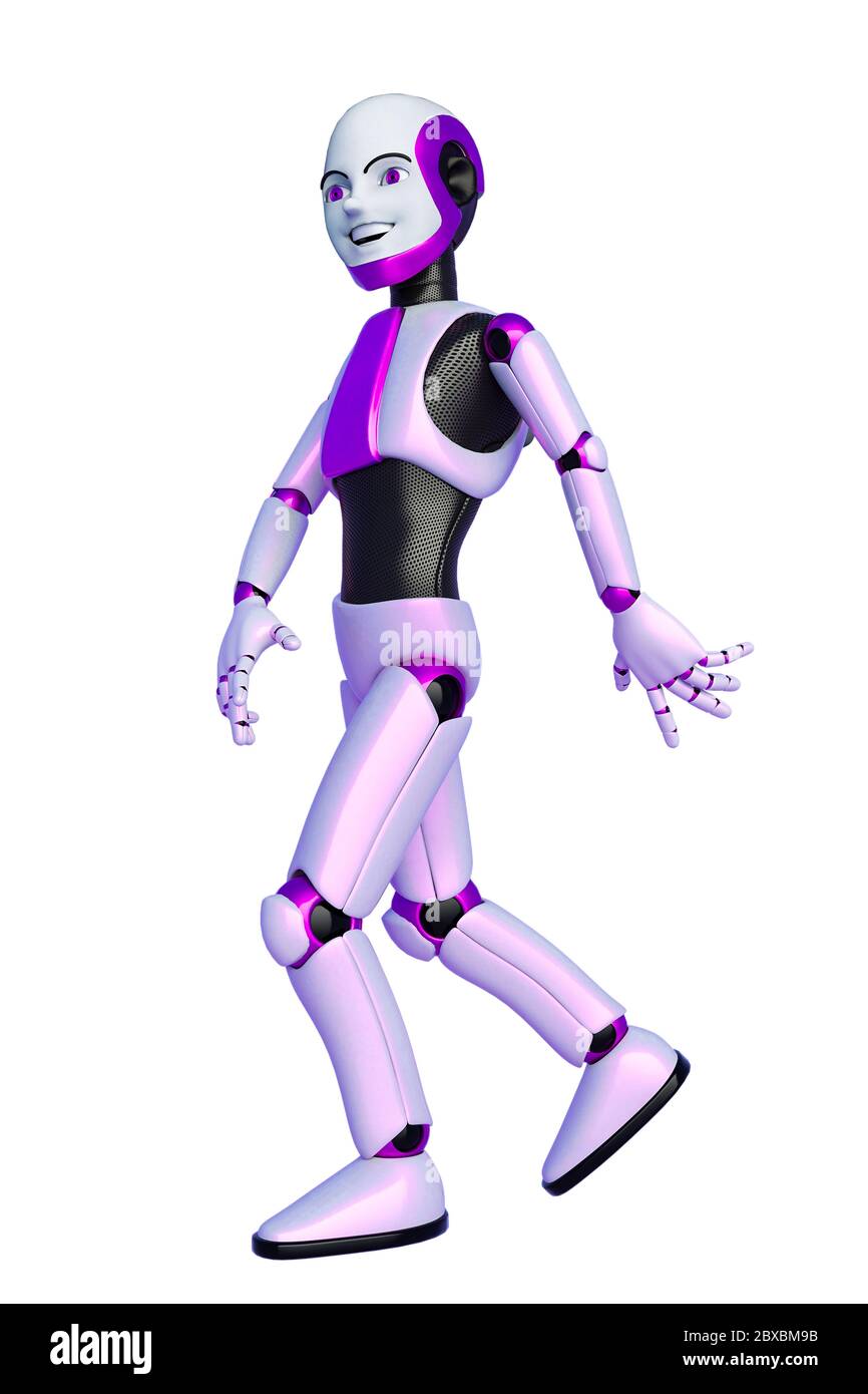 robot boy cartoon is walking. This guy in clipping path is very useful ...