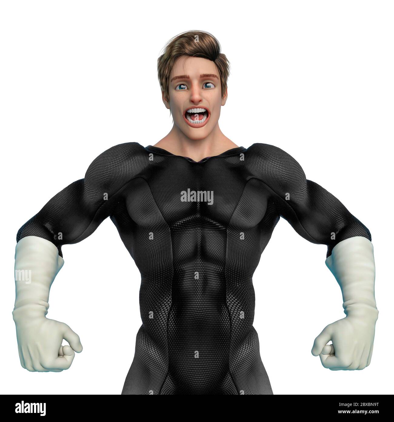 super power hero cartoon is angry. This guy in clipping path is very ...