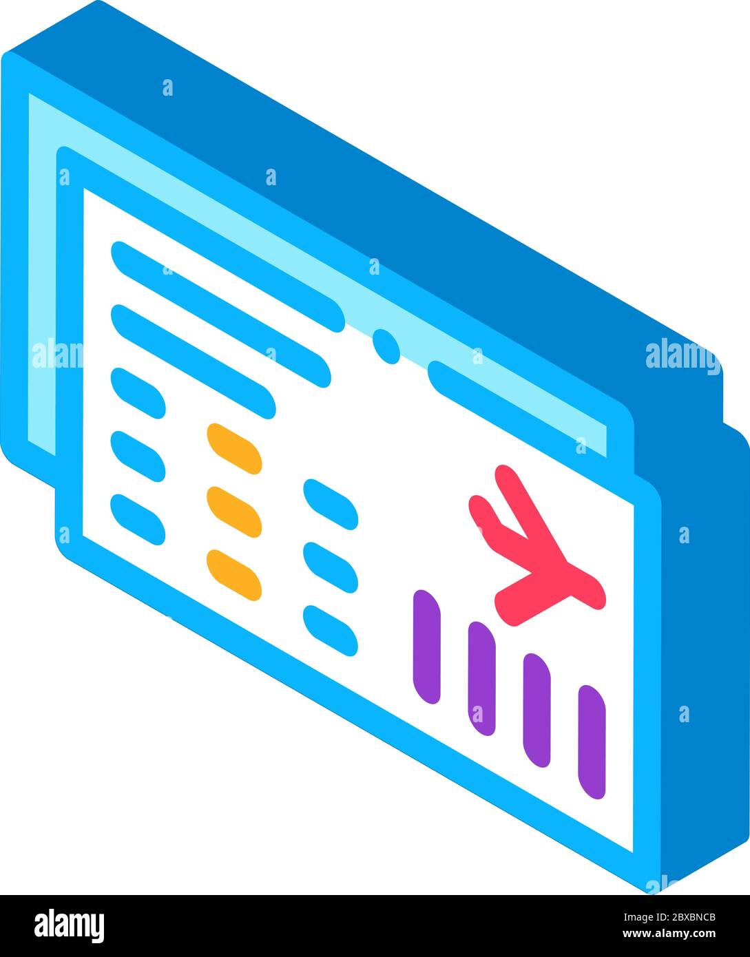 Airline Ticket Boarding Pass isometric icon vector illustration Stock ...