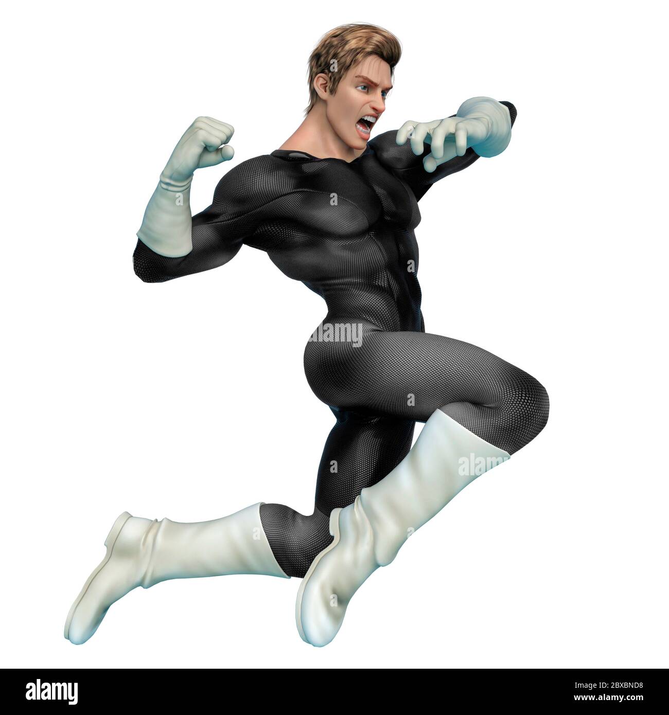 super power hero cartoon jumping. This guy in clipping path is very ...