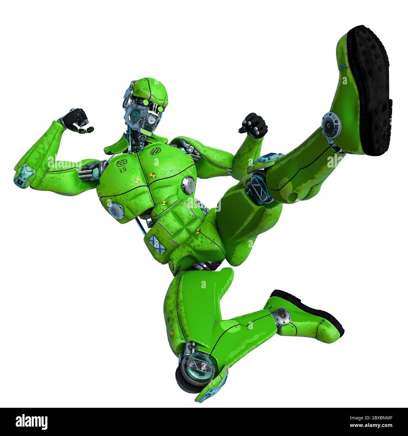 test machine doing a super kick. This dummy test doll in clipping path ...