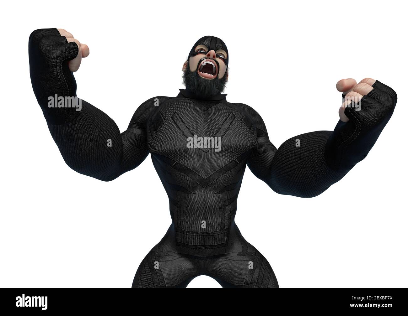 super hero cartoon with beard on suit is angry. This hiper guy in ...