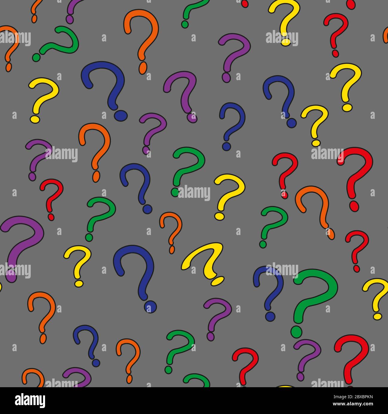 Rainbow Color Question Marks Seamless Pattern, 3D Illustration Stock ...