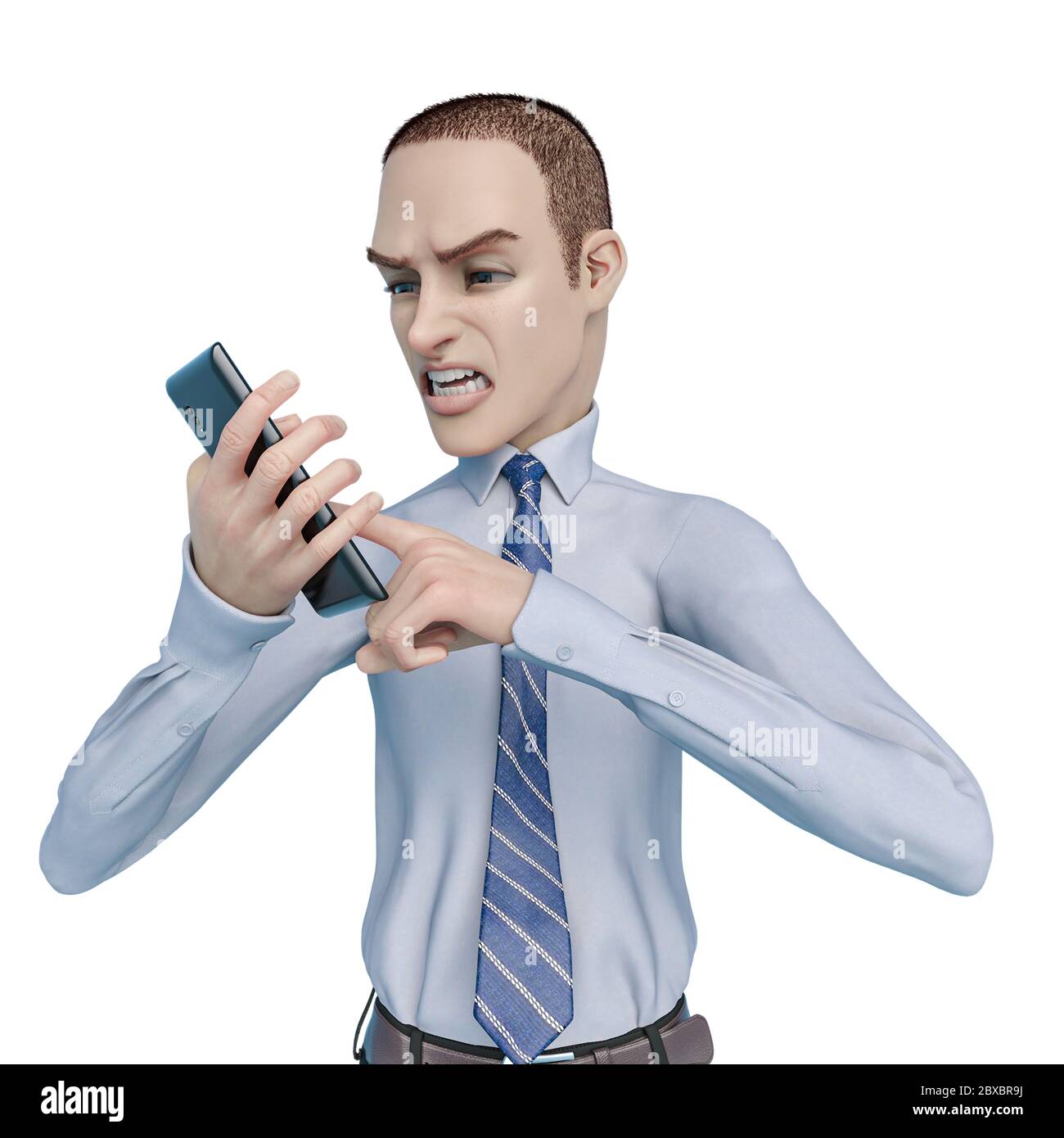businessman cartoon is angry on cellphone. This businessman cartoon in ...