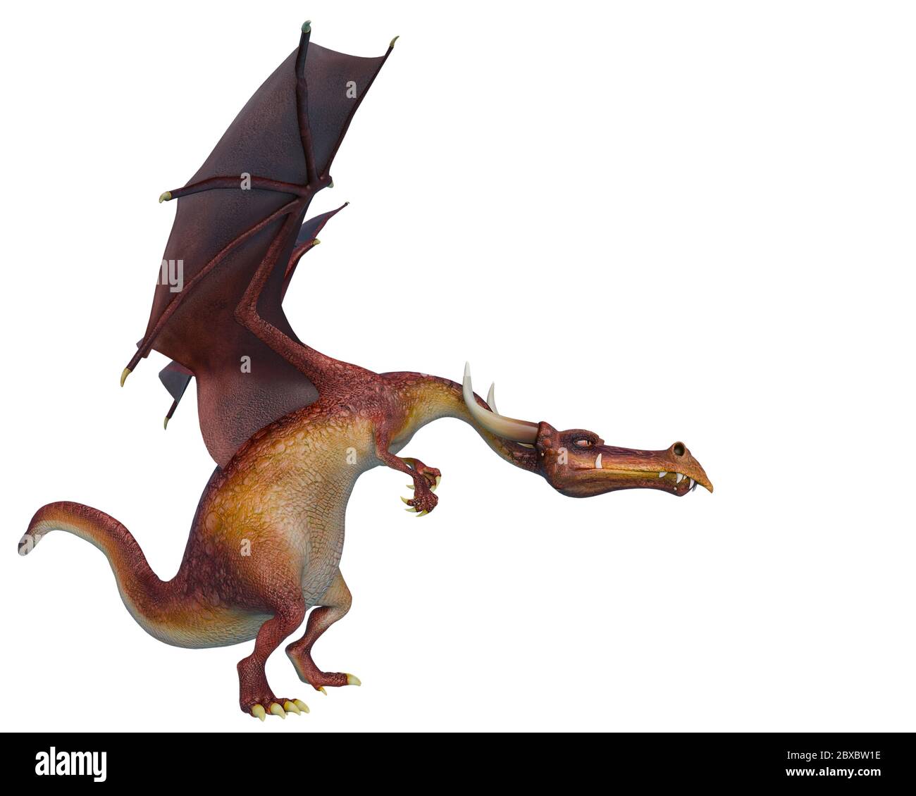 dragon cartoon planing attack side view. This cute monster in clipping ...
