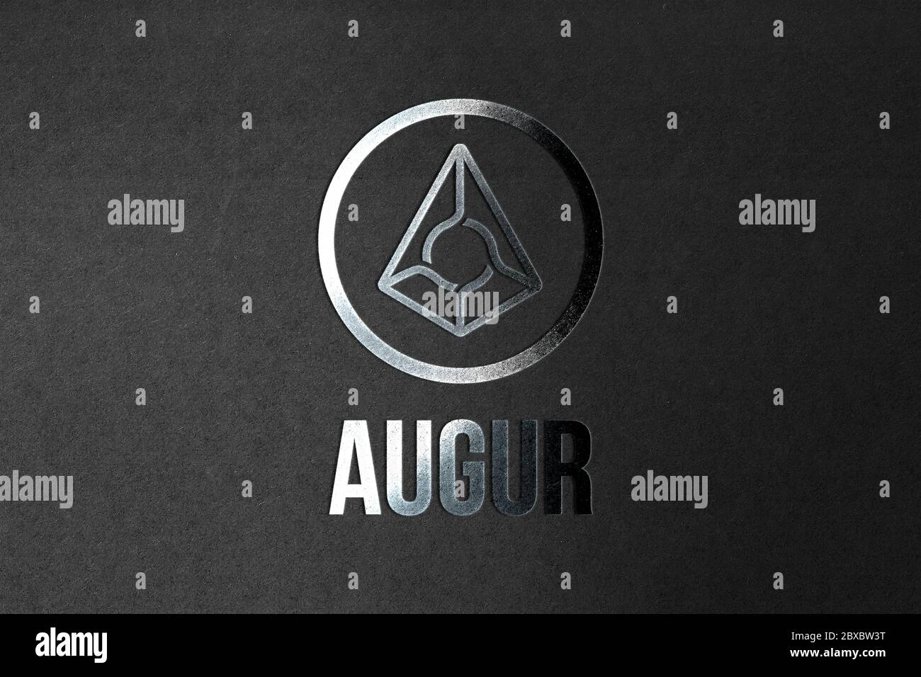 3D illustration Augur coins cryptocurrency and modern banking concept ...