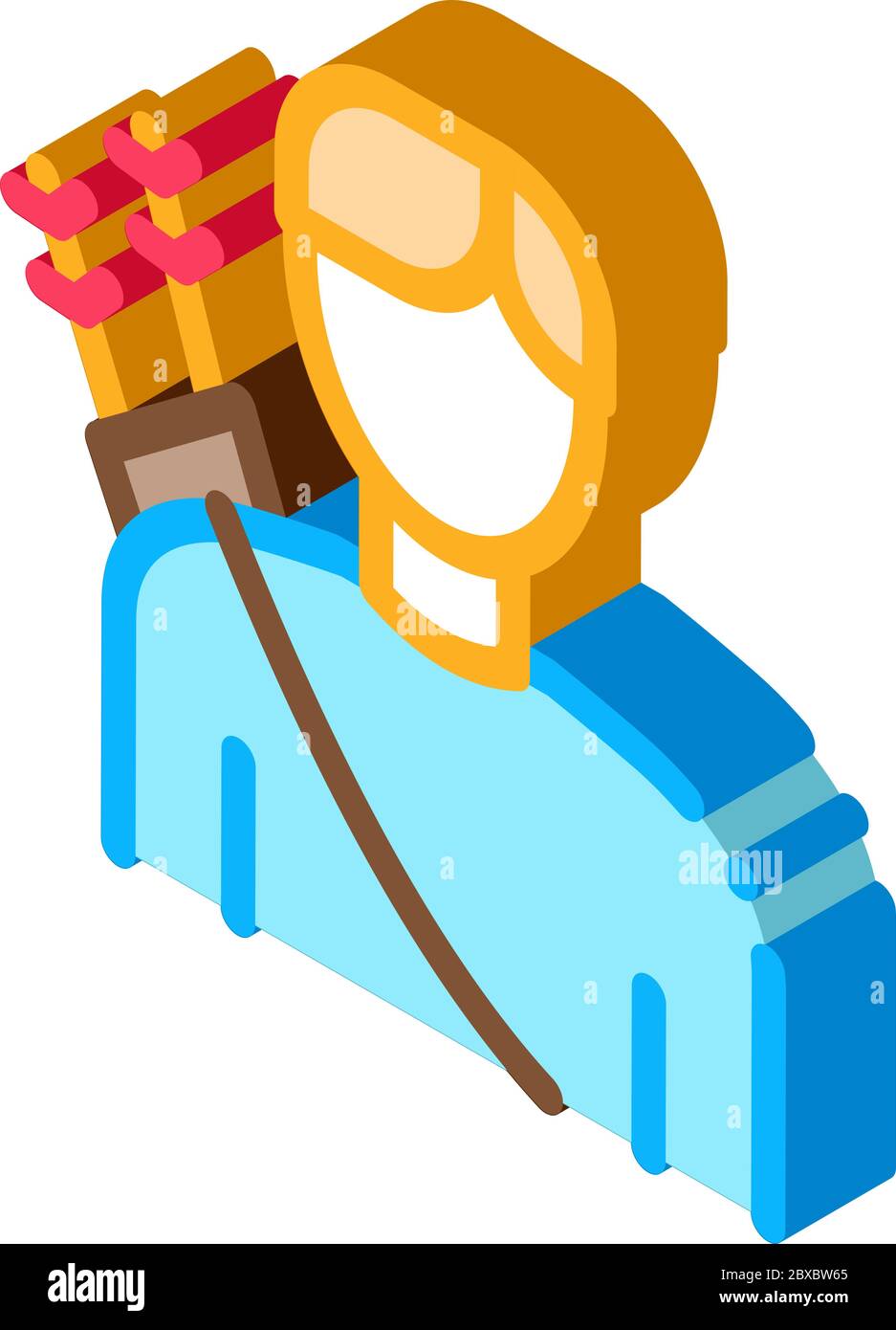 Archer Sport Man Silhouette isometric icon vector illustration Stock ...