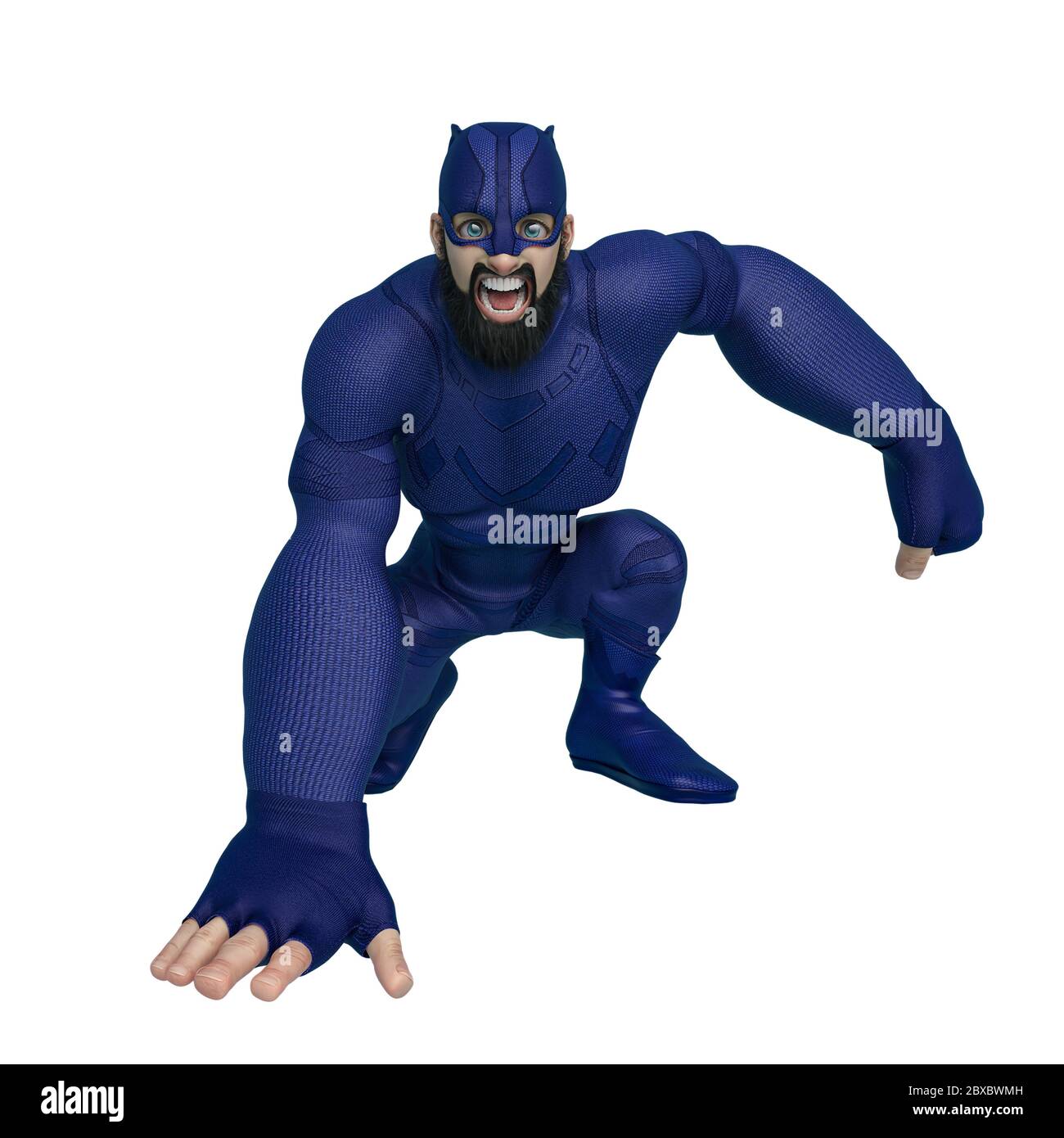 super hero cartoon with beard on suit is loading. This hiper guy in ...