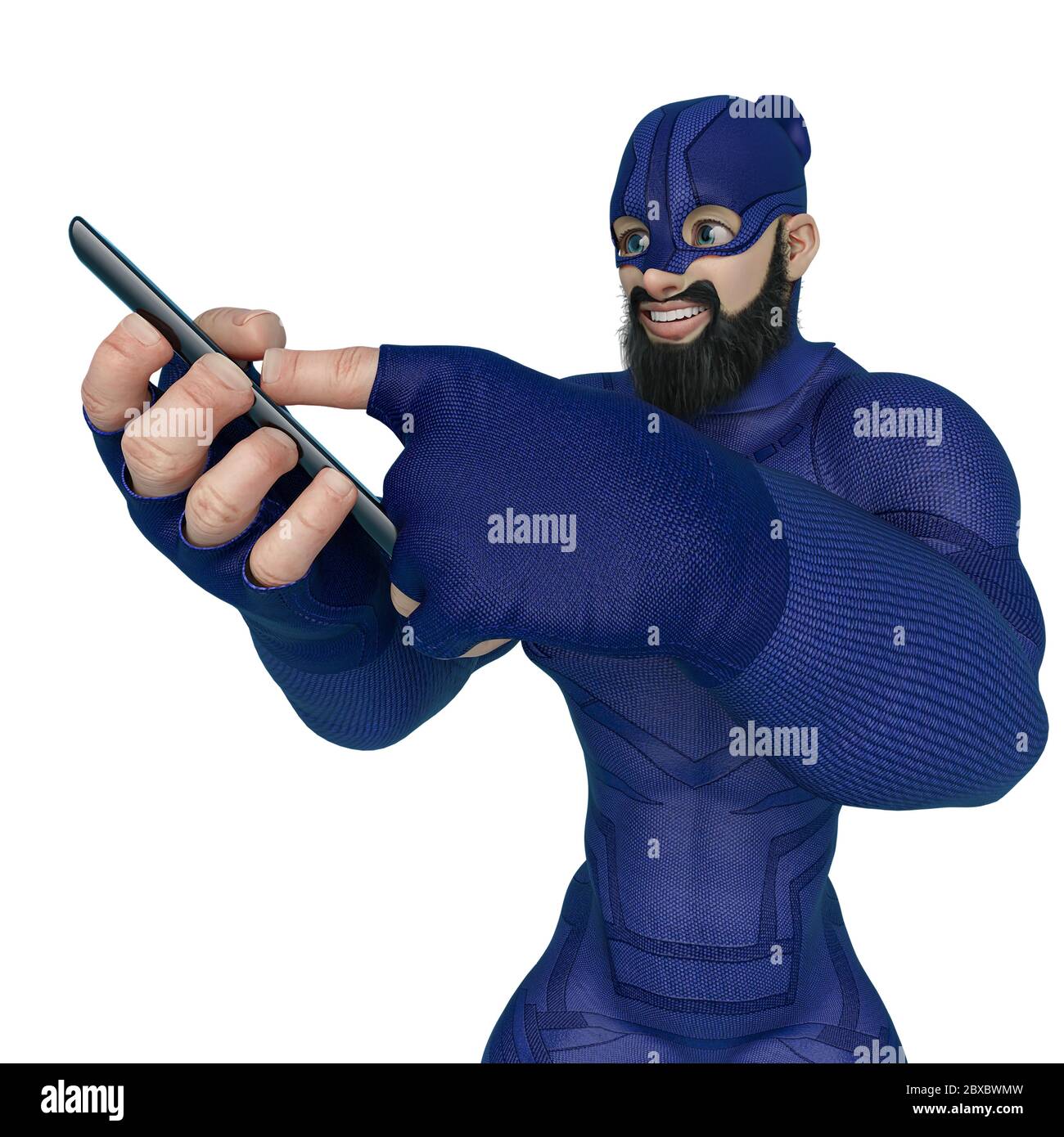 is fiddling with the cellphone. This hiper guy in clipping path is very ...