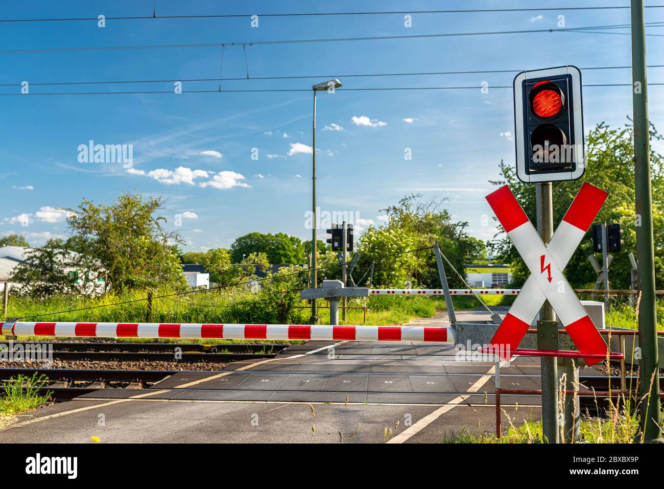 Red white barrier railroad tracks hi-res stock photography and images ...
