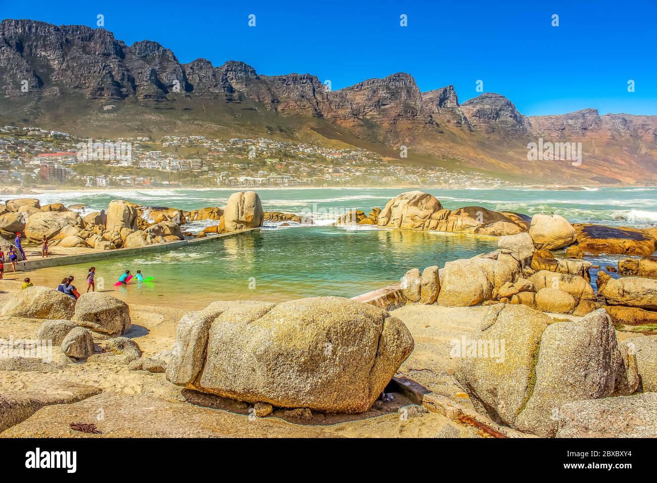 Beautiful Camps bay beach and rocky twelve apostles in Cape town South ...