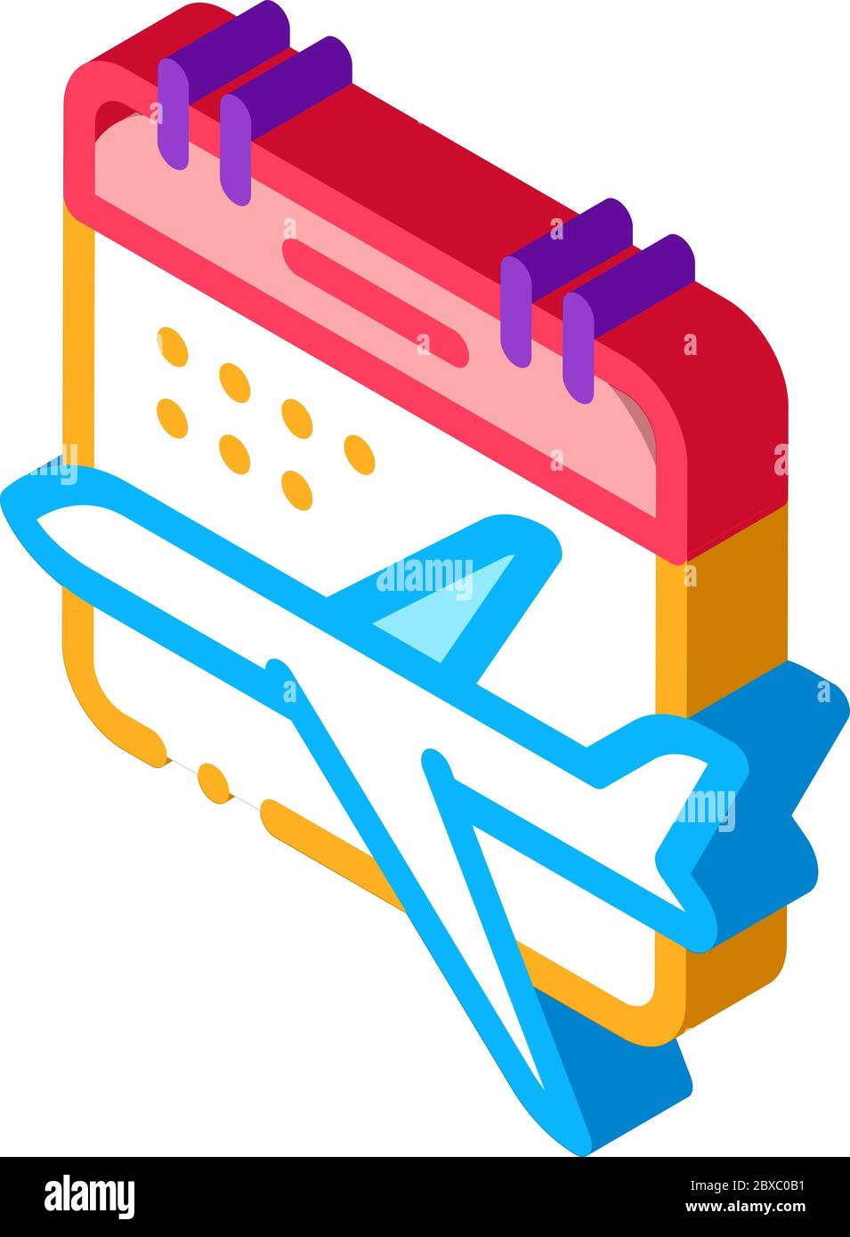 Plane Fly Calendar Date isometric icon vector illustration Stock Vector ...