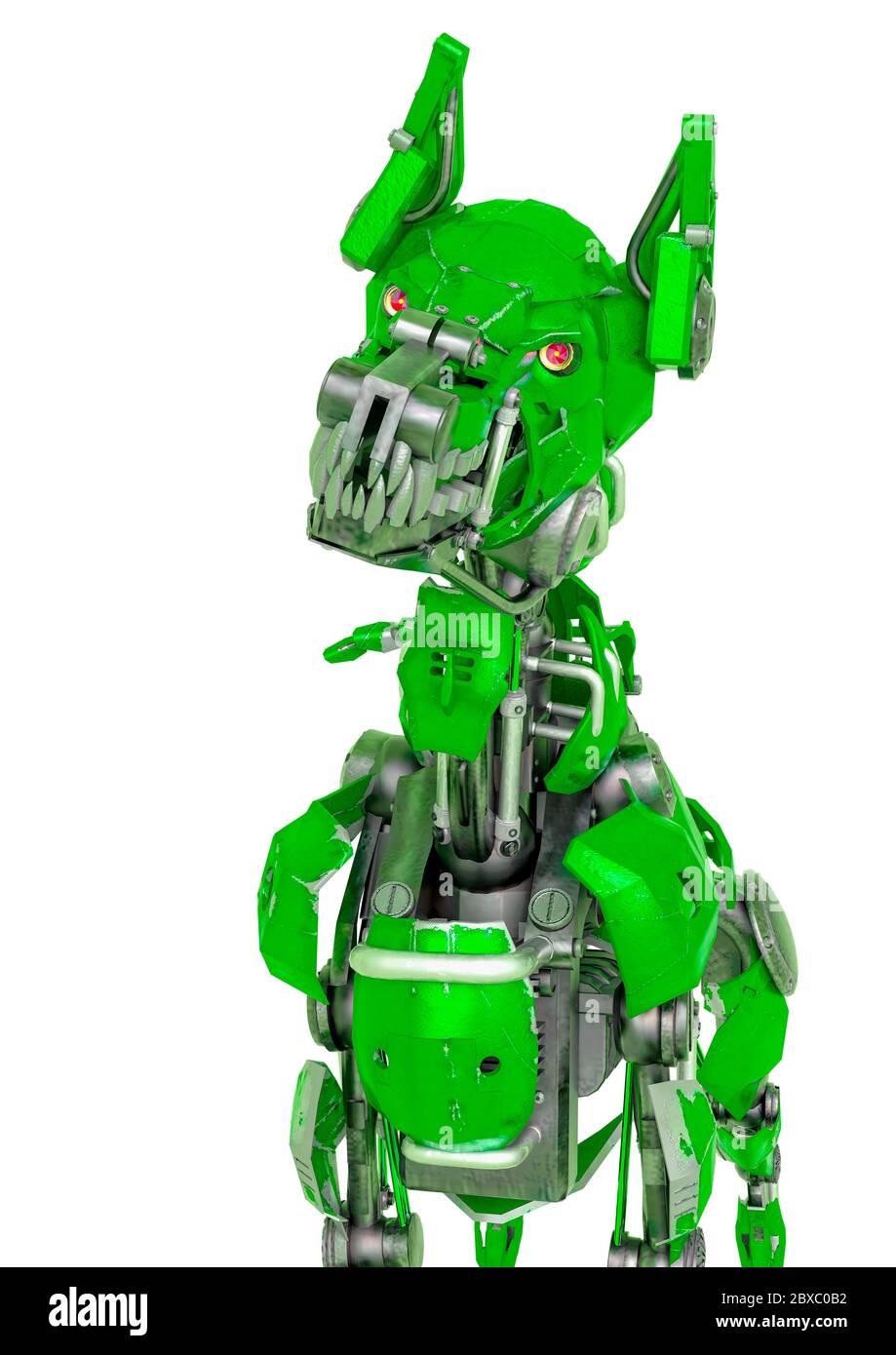 guard dog robot is a security system in a white background, will put ...