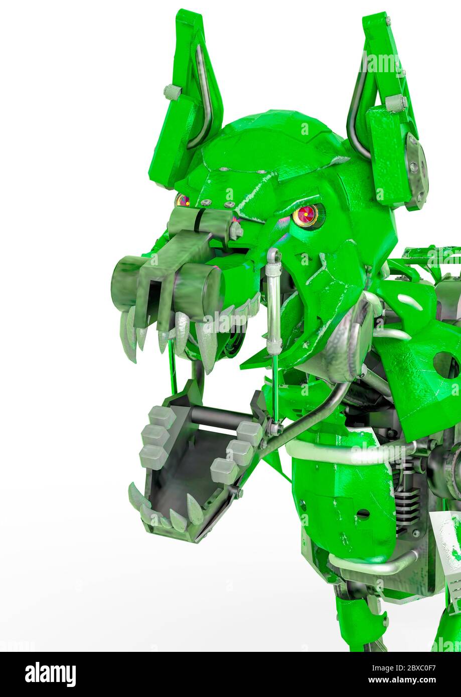 guard dog robot is a security system in a white background, will put ...