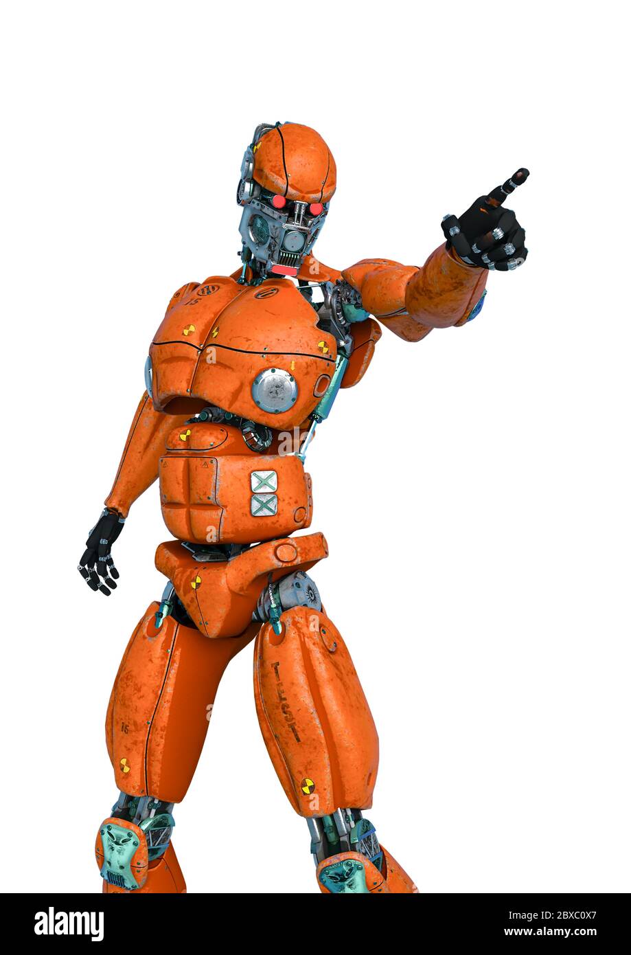 test machine pointing to the future. This dummy test doll in clipping ...