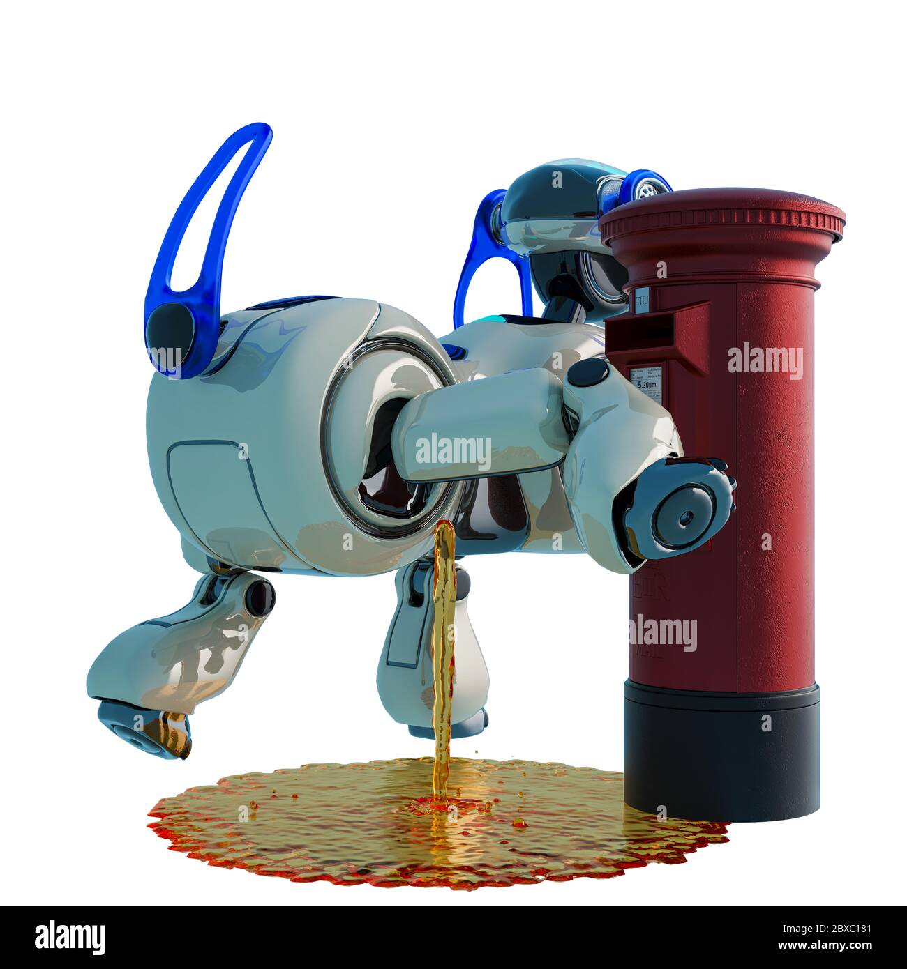 robot dog peeing rear view. This cute puppy in clipping path is very ...