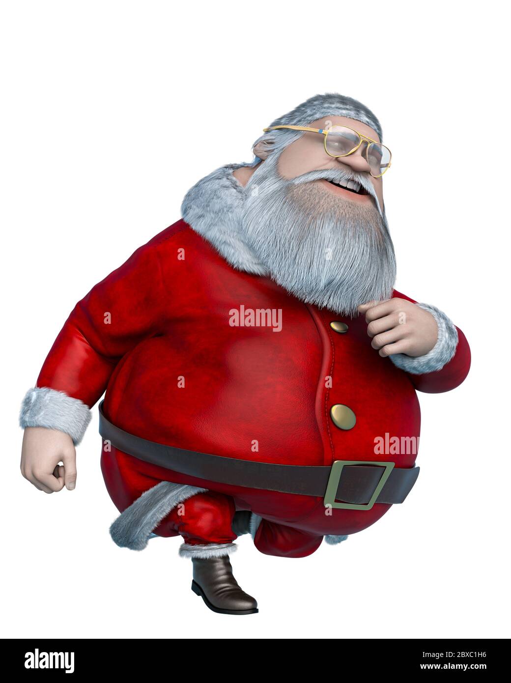 santa claus cartoon running late. This old guy in clipping path is very ...