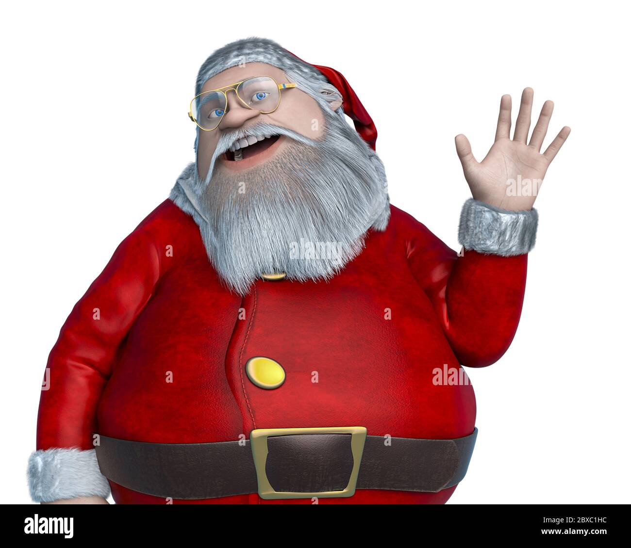 santa claus cartoon saying hi close up. This old guy in clipping path ...