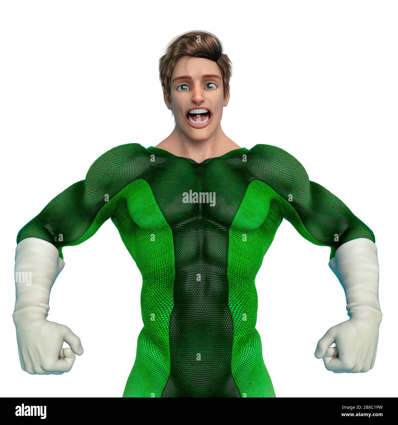 super power hero cartoon is angry. This guy in clipping path is very ...