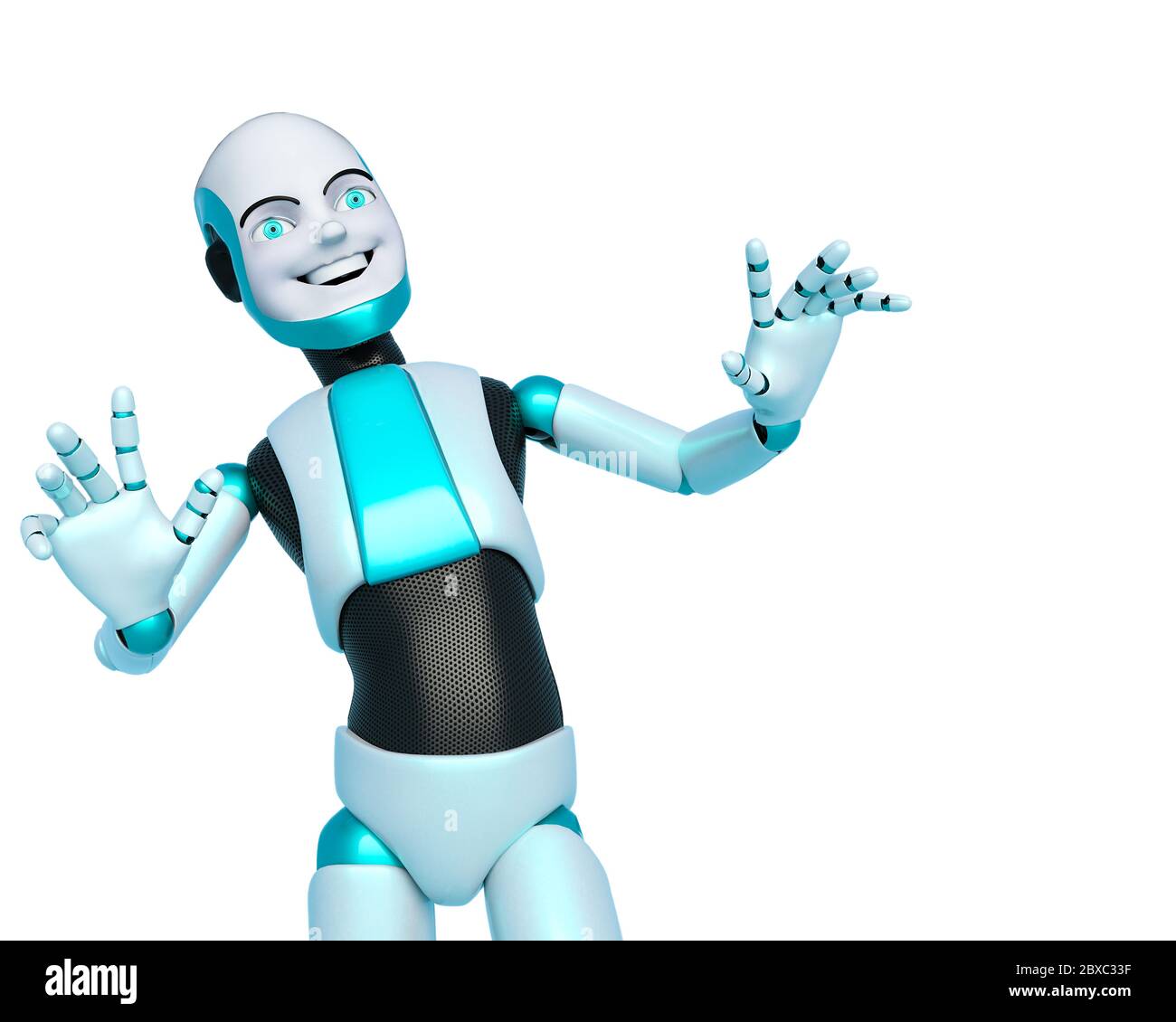 robot boy cartoon is just happy. This guy in clipping path is very ...