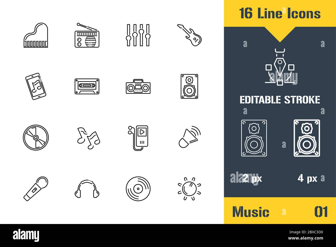 Studio Devices, Music Icons set. Thin line icon - Outline flat vector ...